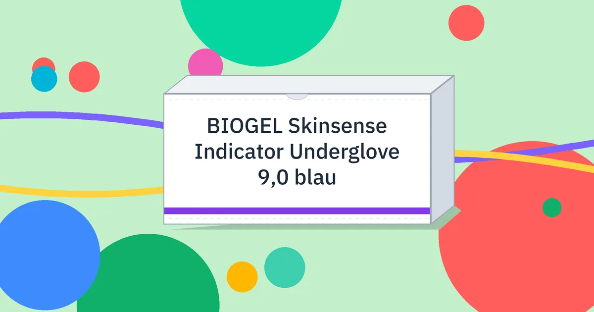 Symbolbild: Packung mit der Aufschrift BIOGEL Skinsense Indicator Underglove 9,0 blau (PZN 04702377) – Verfügbarkeit und Bezug in Apotheken in Frankfurt am Main