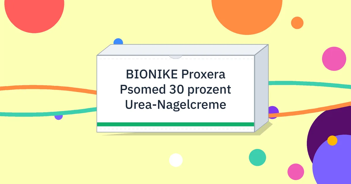 Symbolbild: Packung mit der Aufschrift BIONIKE Proxera Psomed 30 prozent Urea-Nagelcreme (PZN 14236999) – Verfügbarkeit und Bezug in Apotheken in Frankfurt am Main