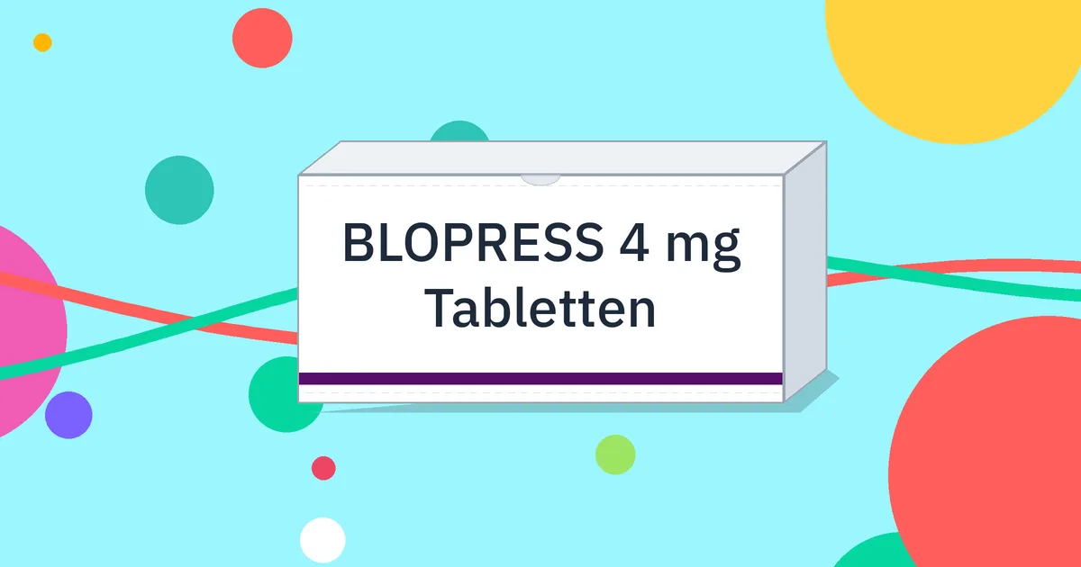 Symbolbild: Packung mit der Aufschrift BLOPRESS 4 mg Tabletten (PZN 10934229) – Verfügbarkeit und Bezug in Apotheken in Frankfurt am Main