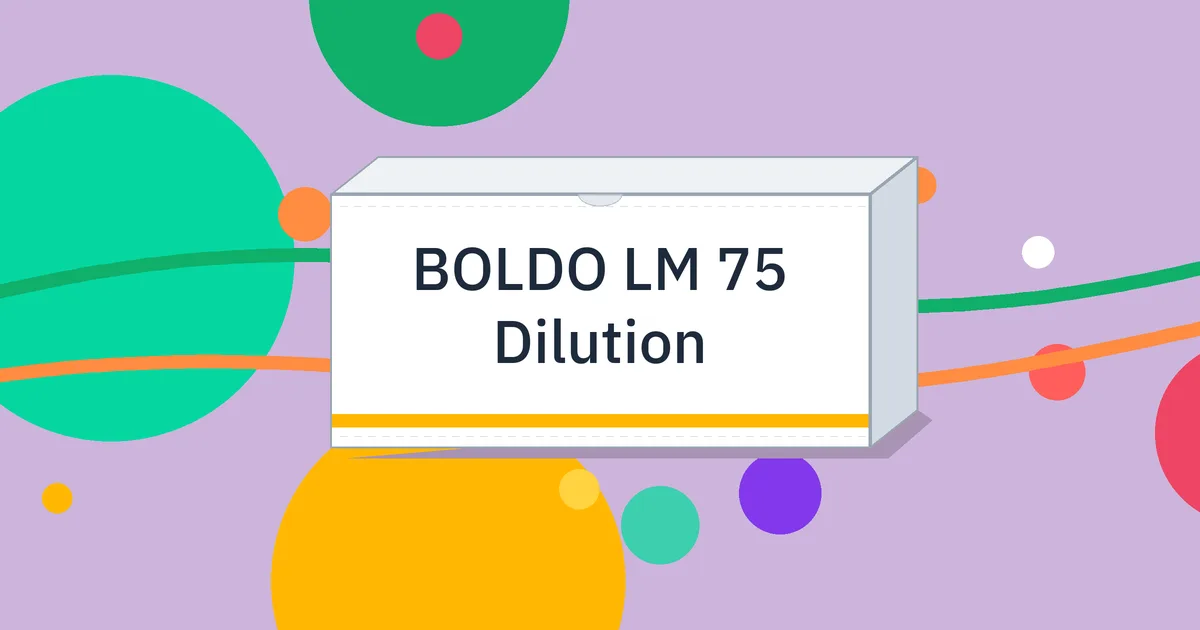 Symbolbild: Packung mit der Aufschrift BOLDO LM 75 Dilution (PZN 13390876) – Verfügbarkeit und Bezug in Apotheken in Frankfurt am Main