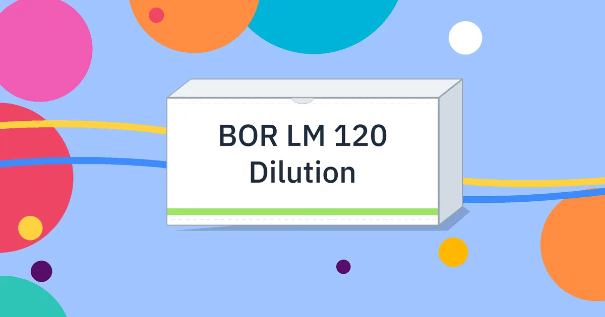 Symbolbild: Packung mit der Aufschrift BOR LM 120 Dilution (PZN 12795973) – Verfügbarkeit und Bezug in Apotheken in Frankfurt am Main