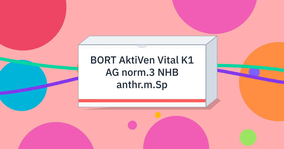 Symbolbild: Packung mit der Aufschrift BORT AktiVen Vital K1 AG norm.3 NHB anthr.m.Sp (PZN 13733804) – Verfügbarkeit und Bezug in Apotheken in Frankfurt am Main