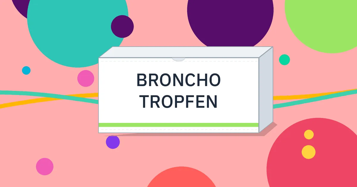 Symbolbild: Packung mit der Aufschrift BRONCHO TROPFEN (PZN 19967785) – Verfügbarkeit und Bezug in Apotheken in Frankfurt am Main
