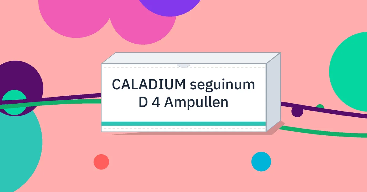 Symbolbild: Packung mit der Aufschrift CALADIUM seguinum D 4 Ampullen (PZN 11704649) – Verfügbarkeit und Bezug in Apotheken in Frankfurt am Main