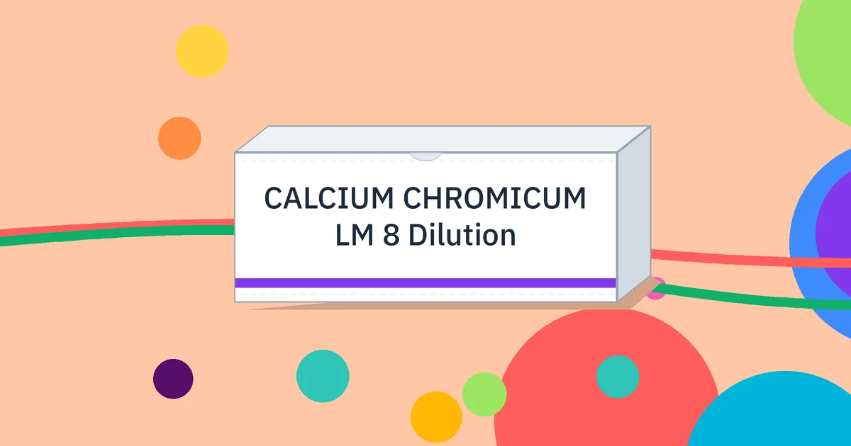 Symbolbild: Packung mit der Aufschrift CALCIUM CHROMICUM LM 8 Dilution (PZN 13408263) – Verfügbarkeit und Bezug in Apotheken in Frankfurt am Main