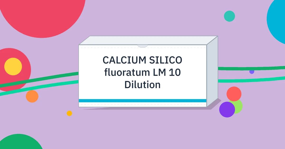 Symbolbild: Packung mit der Aufschrift CALCIUM SILICO fluoratum LM 10 Dilution (PZN 12806079) – Verfügbarkeit und Bezug in Apotheken in Frankfurt am Main