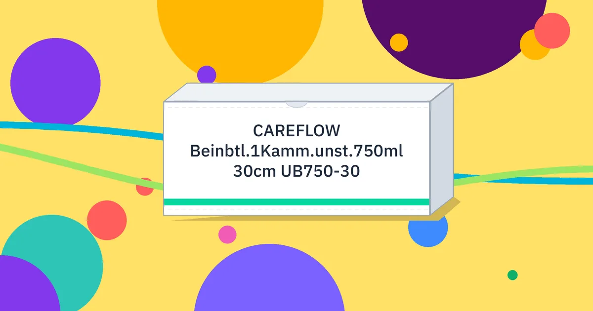 Symbolbild: Packung mit der Aufschrift CAREFLOW Beinbtl.1Kamm.unst.750ml 30cm UB750-30 (PZN 12341427) – Verfügbarkeit und Bezug in Apotheken in Frankfurt am Main