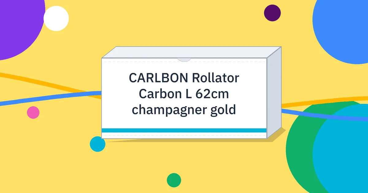 Symbolbild: Packung mit der Aufschrift CARLBON Rollator Carbon L 62cm champagner gold (PZN 20695636) – Verfügbarkeit und Bezug in Apotheken in Frankfurt am Main