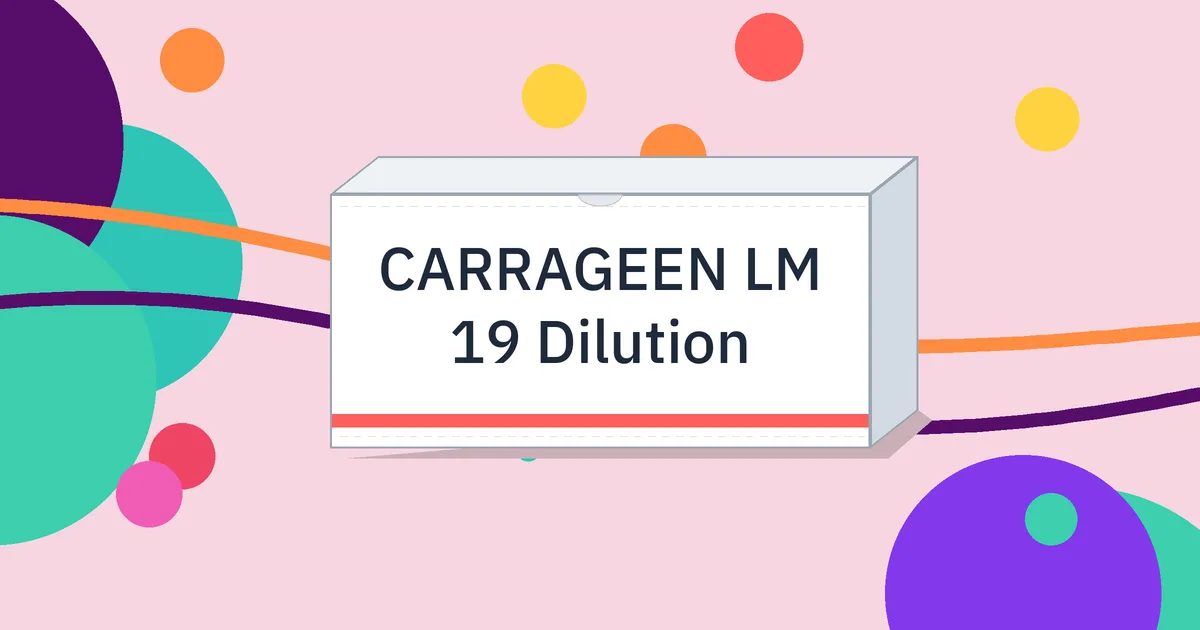 Symbolbild: Packung mit der Aufschrift CARRAGEEN LM 19 Dilution (PZN 13431090) – Verfügbarkeit und Bezug in Apotheken in Frankfurt am Main