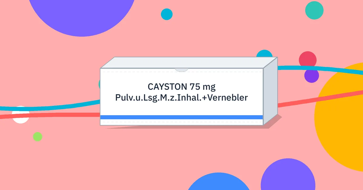 Symbolbild: Packung mit der Aufschrift CAYSTON 75 mg Pulv.u.Lsg.M.z.Inhal.+Vernebler (PZN 18874538) – Verfügbarkeit und Bezug in Apotheken in Frankfurt am Main