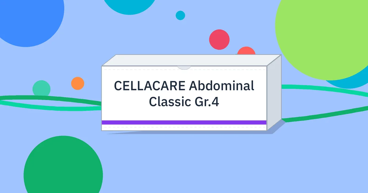 Symbolbild: Packung mit der Aufschrift CELLACARE Abdominal Classic Gr.4 (PZN 20549142) – Verfügbarkeit und Bezug in Apotheken in Frankfurt am Main