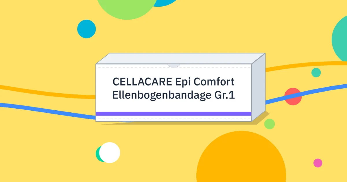 Symbolbild: Packung mit der Aufschrift CELLACARE Epi Comfort Ellenbogenbandage Gr.1 (PZN 20549544) – Verfügbarkeit und Bezug in Apotheken in Frankfurt am Main