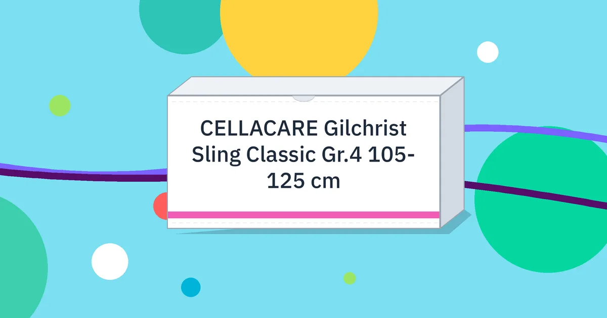 Symbolbild: Packung mit der Aufschrift CELLACARE Gilchrist Sling Classic Gr.4 105-125 cm (PZN 20549863) – Verfügbarkeit und Bezug in Apotheken in Frankfurt am Main
