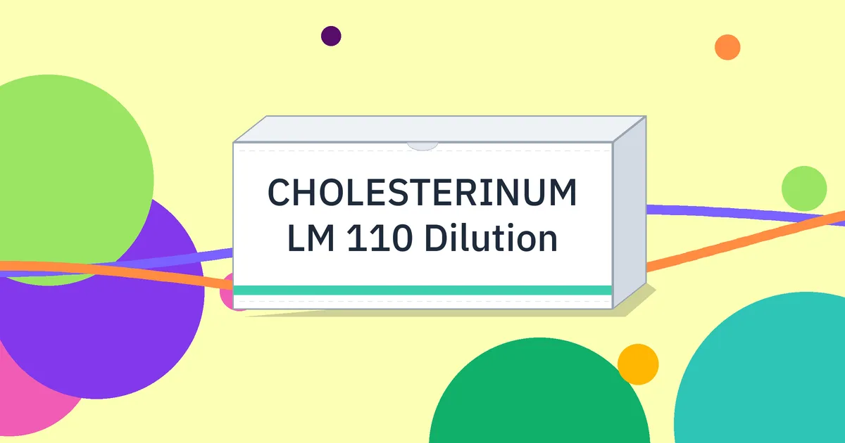 Symbolbild: Packung mit der Aufschrift CHOLESTERINUM LM 110 Dilution (PZN 12817640) – Verfügbarkeit und Bezug in Apotheken in Frankfurt am Main