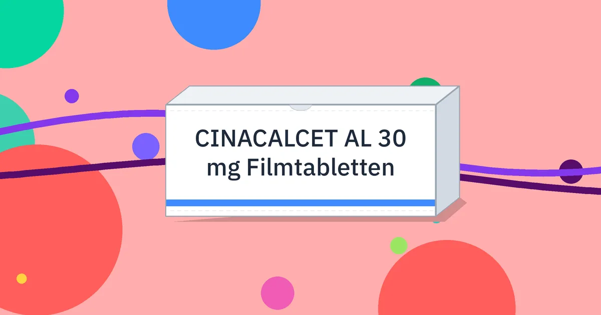 Symbolbild: Packung mit der Aufschrift CINACALCET AL 30 mg Filmtabletten (PZN 15563766) – Verfügbarkeit und Bezug in Apotheken in Frankfurt am Main