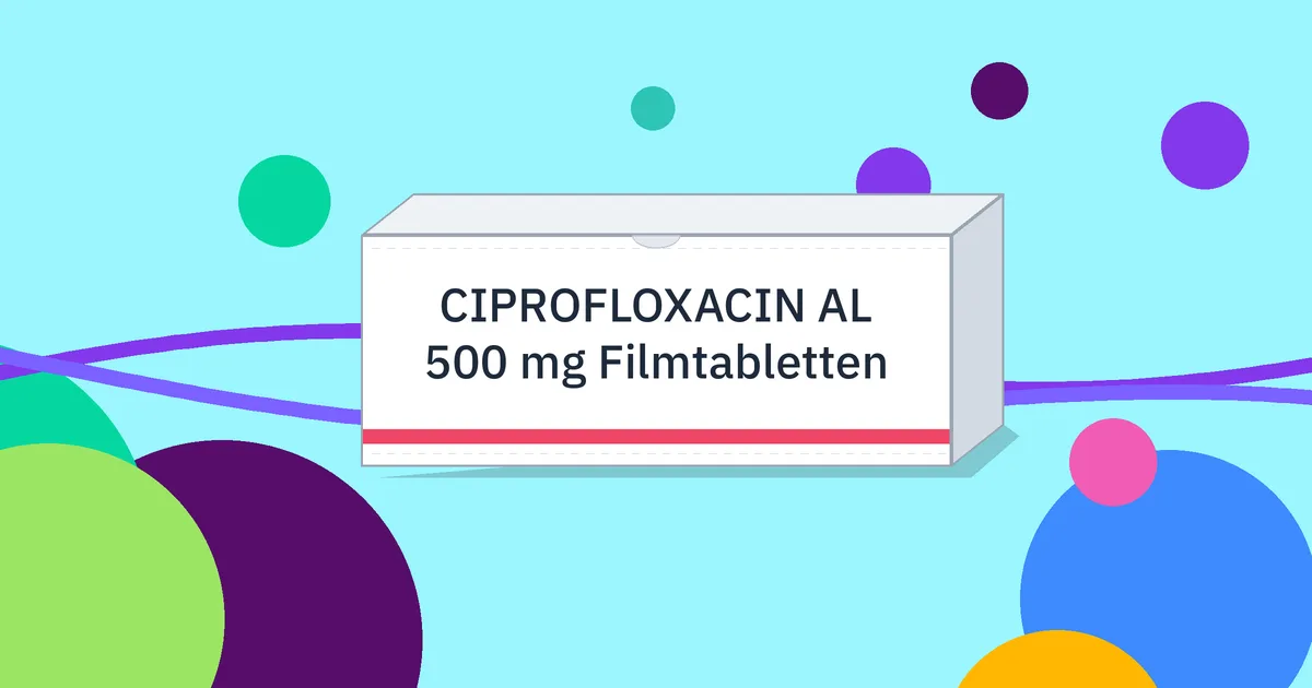 Symbolbild: Packung mit der Aufschrift CIPROFLOXACIN AL 500 mg Filmtabletten (PZN 01626687) – Verfügbarkeit und Bezug in Apotheken in Frankfurt am Main