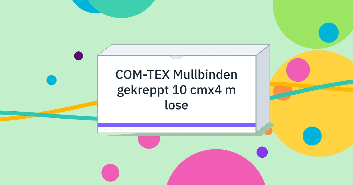 Symbolbild: Packung mit der Aufschrift COM-TEX Mullbinden gekreppt 10 cmx4 m lose (PZN 00028139) – Verfügbarkeit und Bezug in Apotheken in Frankfurt am Main