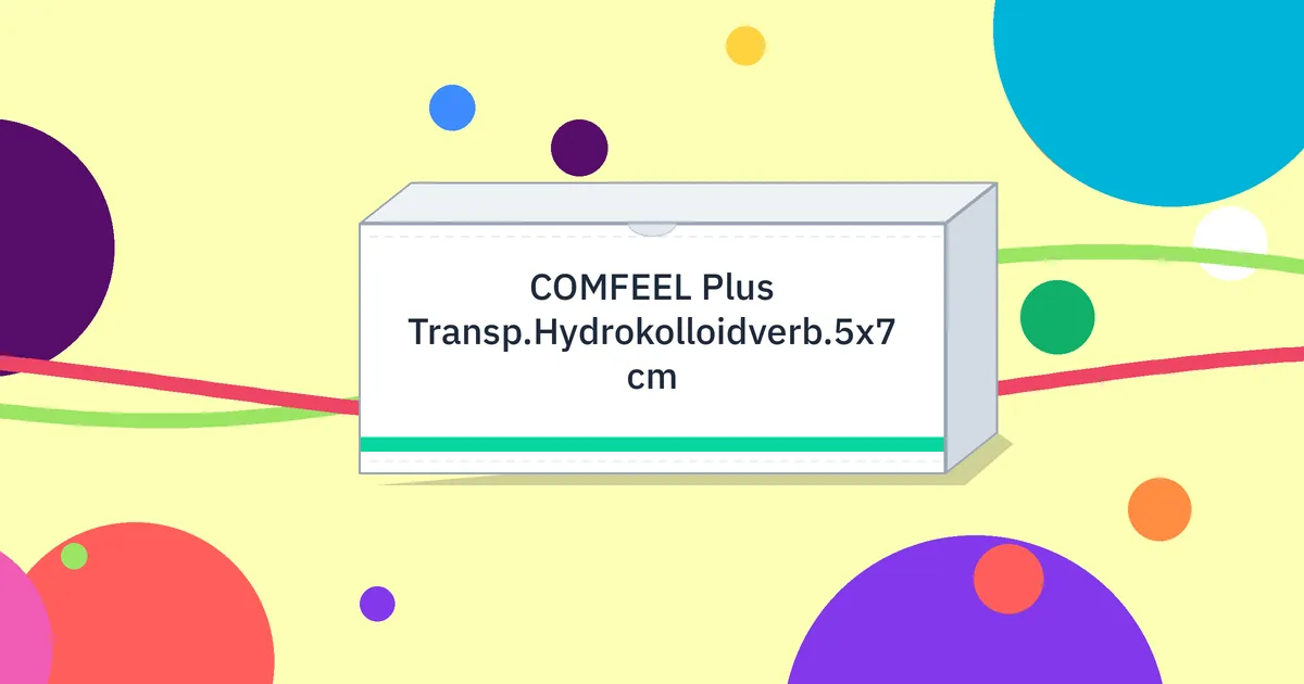 Symbolbild: Packung mit der Aufschrift COMFEEL Plus Transp.Hydrokolloidverb.5x7 cm (PZN 17240665) – Verfügbarkeit und Bezug in Apotheken in Frankfurt am Main