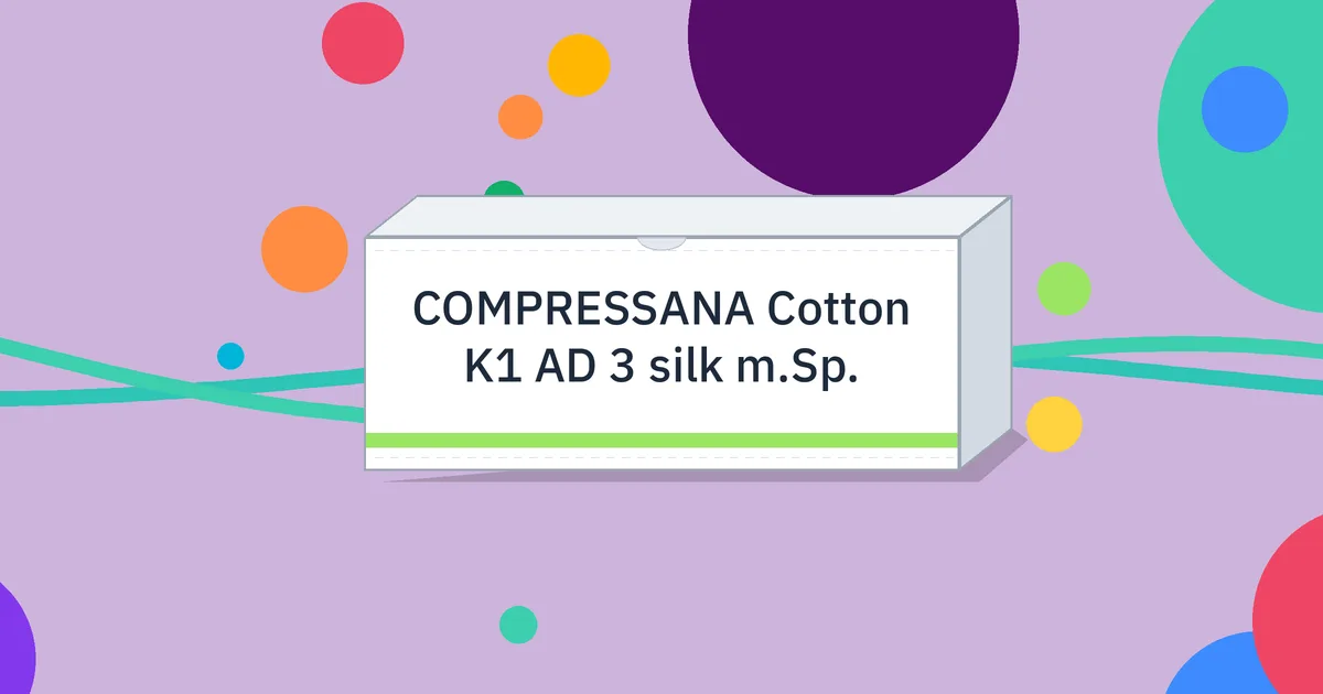 Symbolbild: Packung mit der Aufschrift COMPRESSANA Cotton K1 AD 3 silk m.Sp. (PZN 10215552) – Verfügbarkeit und Bezug in Apotheken in Frankfurt am Main