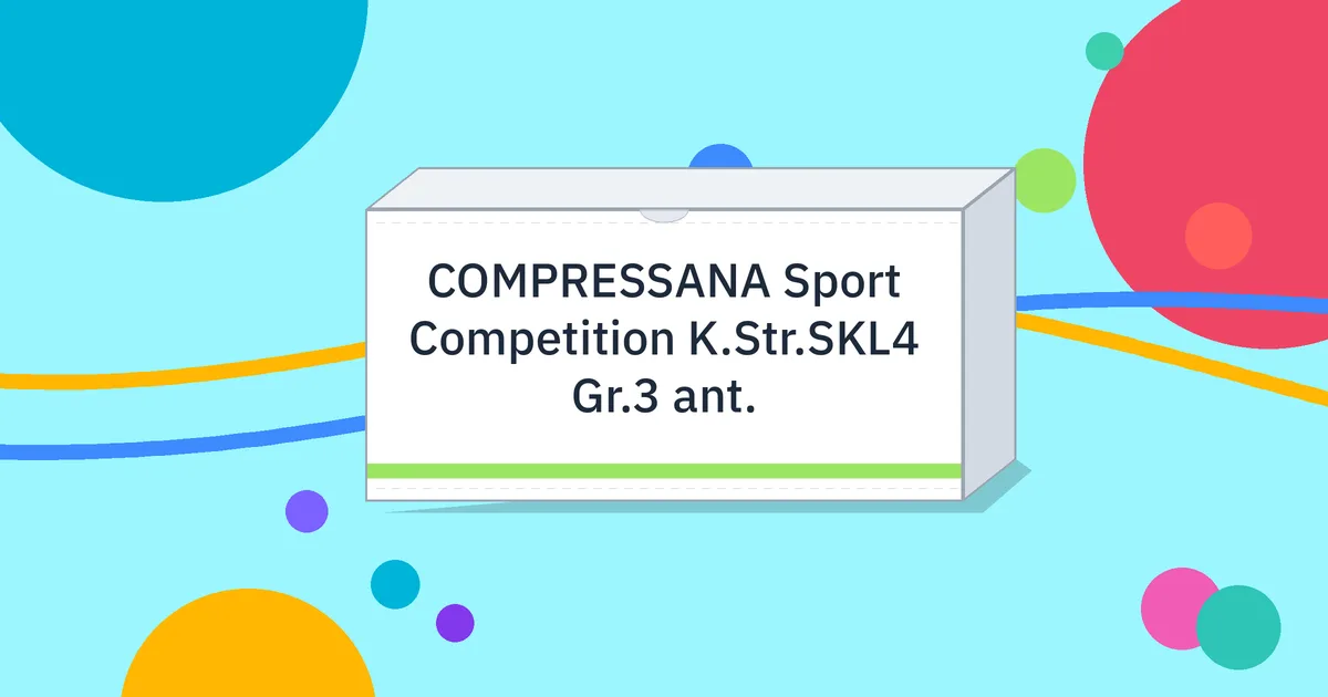 Symbolbild: Packung mit der Aufschrift COMPRESSANA Sport Competition K.Str.SKL4 Gr.3 ant. (PZN 11218498) – Verfügbarkeit und Bezug in Apotheken in Frankfurt am Main
