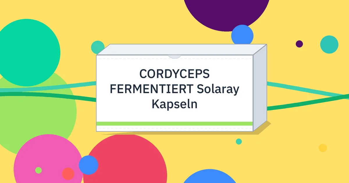 Symbolbild: Packung mit der Aufschrift CORDYCEPS FERMENTIERT Solaray Kapseln (PZN 17253685) – Verfügbarkeit und Bezug in Apotheken in Frankfurt am Main