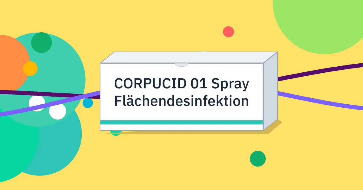 Symbolbild: Packung mit der Aufschrift CORPUCID 01 Spray Flächendesinfektion (PZN 18874886) – Verfügbarkeit und Bezug in Apotheken in Frankfurt am Main
