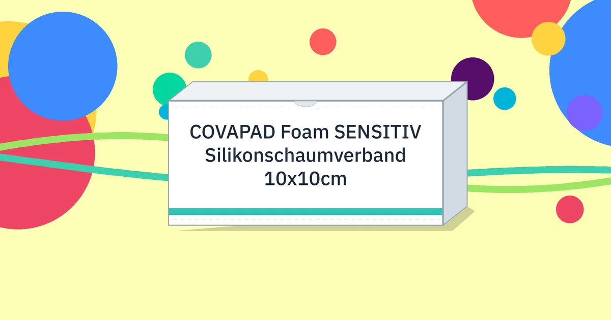 Symbolbild: Packung mit der Aufschrift COVAPAD Foam SENSITIV Silikonschaumverband 10x10cm (PZN 19223010) – Verfügbarkeit und Bezug in Apotheken in Frankfurt am Main