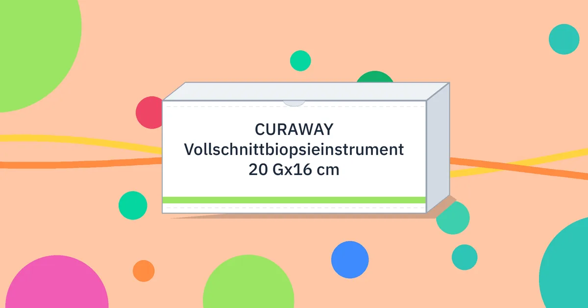 Symbolbild: Packung mit der Aufschrift CURAWAY Vollschnittbiopsieinstrument 20 Gx16 cm (PZN 20280645) – Verfügbarkeit und Bezug in Apotheken in Frankfurt am Main