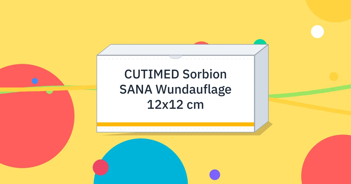 Symbolbild: Packung mit der Aufschrift CUTIMED Sorbion SANA Wundauflage 12x12 cm (PZN 19726981) – Verfügbarkeit und Bezug in Apotheken in Frankfurt am Main