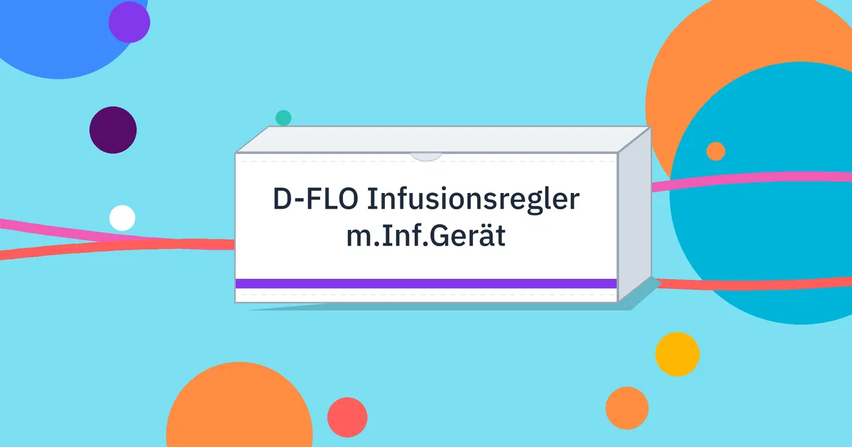 Symbolbild: Packung mit der Aufschrift D-FLO Infusionsregler m.Inf.Gerät (PZN 07313647) – Verfügbarkeit und Bezug in Apotheken in Frankfurt am Main