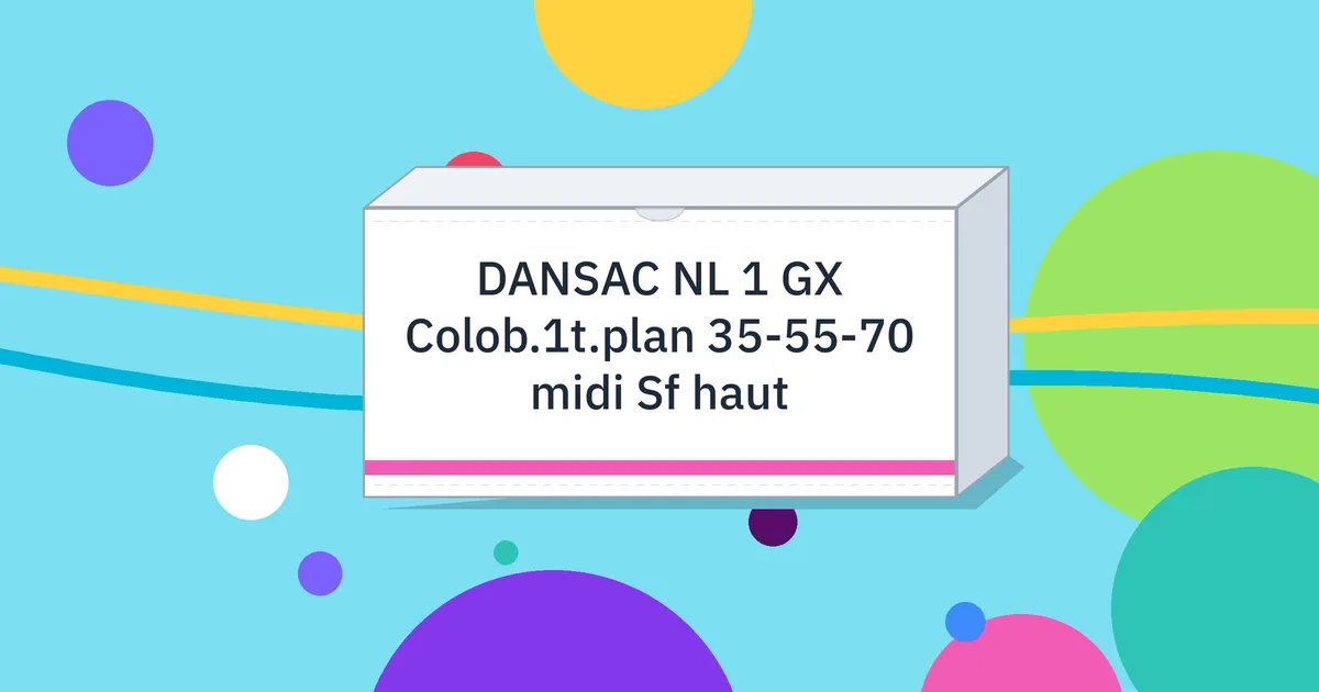 Symbolbild: Packung mit der Aufschrift DANSAC NL 1 GX Colob.1t.plan 35-55-70 midi Sf haut (PZN 10945546) – Verfügbarkeit und Bezug in Apotheken in Frankfurt am Main