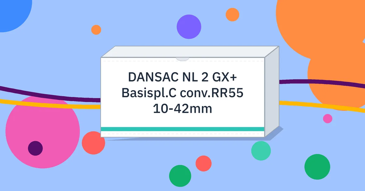 Symbolbild: Packung mit der Aufschrift DANSAC NL 2 GX+ Basispl.C conv.RR55 10-42mm (PZN 10920523) – Verfügbarkeit und Bezug in Apotheken in Frankfurt am Main