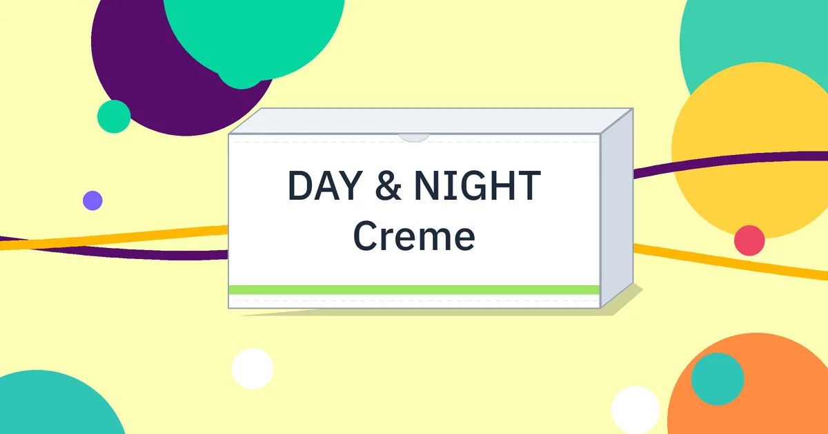 Symbolbild: Packung mit der Aufschrift DAY & NIGHT Creme (PZN 17391737) – Verfügbarkeit und Bezug in Apotheken in Frankfurt am Main