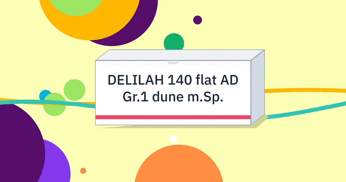 Symbolbild: Packung mit der Aufschrift DELILAH 140 flat AD Gr.1 dune m.Sp. (PZN 14246874) – Verfügbarkeit und Bezug in Apotheken in Frankfurt am Main
