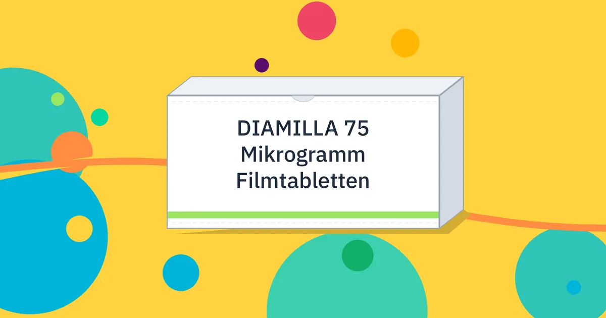 Symbolbild: Packung mit der Aufschrift DIAMILLA 75 Mikrogramm Filmtabletten (PZN 09758230) – Verfügbarkeit und Bezug in Apotheken in Frankfurt am Main