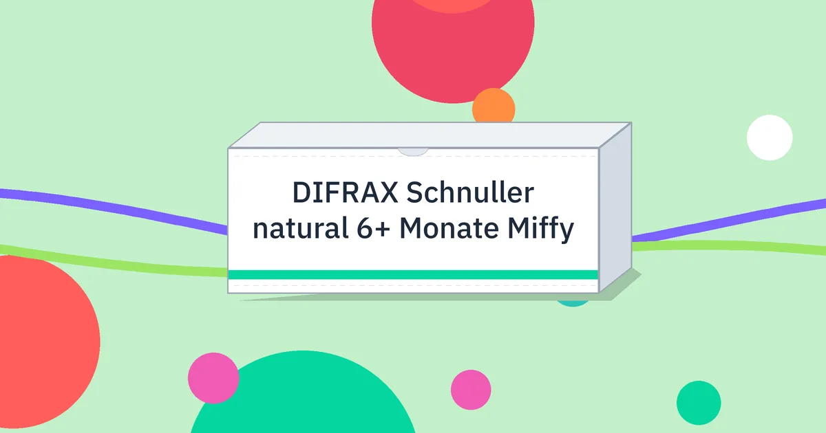 Symbolbild: Packung mit der Aufschrift DIFRAX Schnuller natural 6+ Monate Miffy (PZN 15734110) – Verfügbarkeit und Bezug in Apotheken in Frankfurt am Main