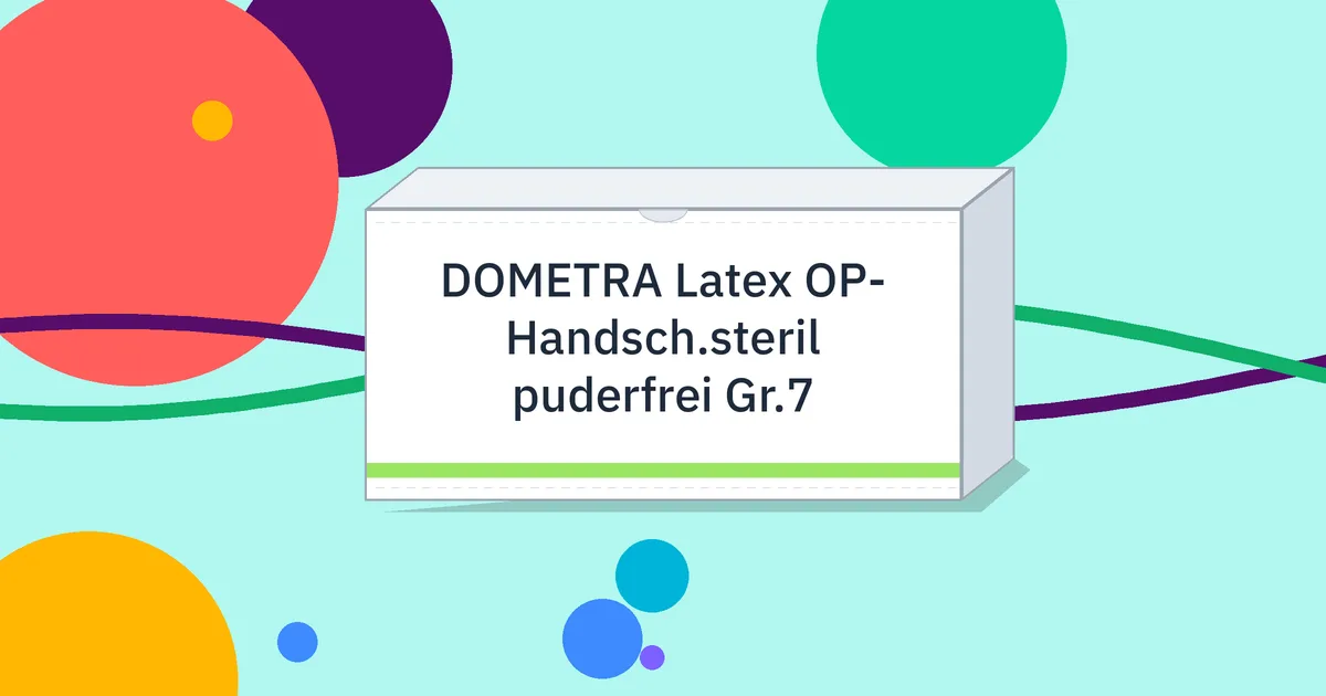 Symbolbild: Packung mit der Aufschrift DOMETRA Latex OP-Handsch.steril puderfrei Gr.7 (PZN 15385247) – Verfügbarkeit und Bezug in Apotheken in Frankfurt am Main