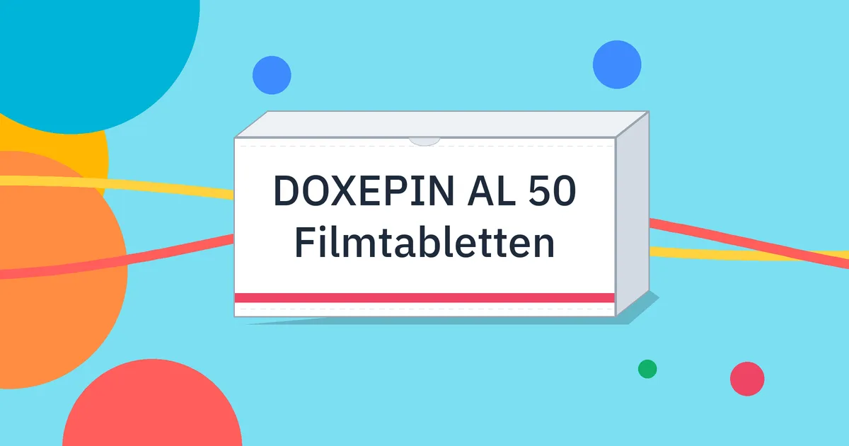 Symbolbild: Packung mit der Aufschrift DOXEPIN AL 50 Filmtabletten (PZN 00347583) – Verfügbarkeit und Bezug in Apotheken in Frankfurt am Main