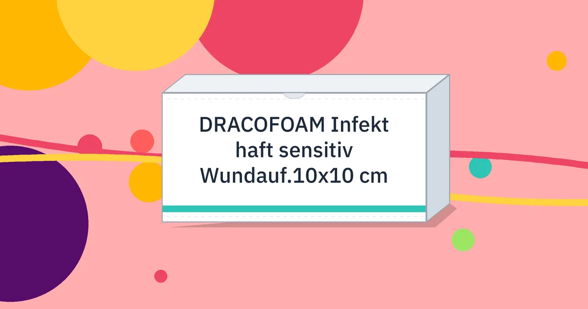 Symbolbild: Packung mit der Aufschrift DRACOFOAM Infekt haft sensitiv Wundauf.10x10 cm (PZN 15623304) – Verfügbarkeit und Bezug in Apotheken in Frankfurt am Main