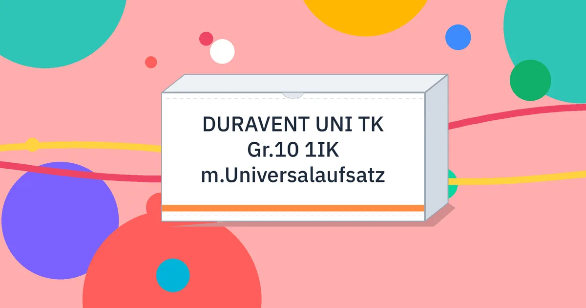 Symbolbild: Packung mit der Aufschrift DURAVENT UNI TK Gr.10 1IK m.Universalaufsatz (PZN 07544393) – Verfügbarkeit und Bezug in Apotheken in Frankfurt am Main