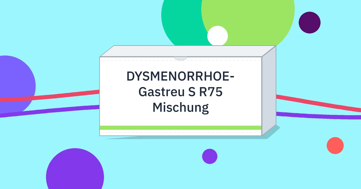 Symbolbild: Packung mit der Aufschrift DYSMENORRHOE-Gastreu S R75 Mischung (PZN 01686790) – Verfügbarkeit und Bezug in Apotheken in Frankfurt am Main