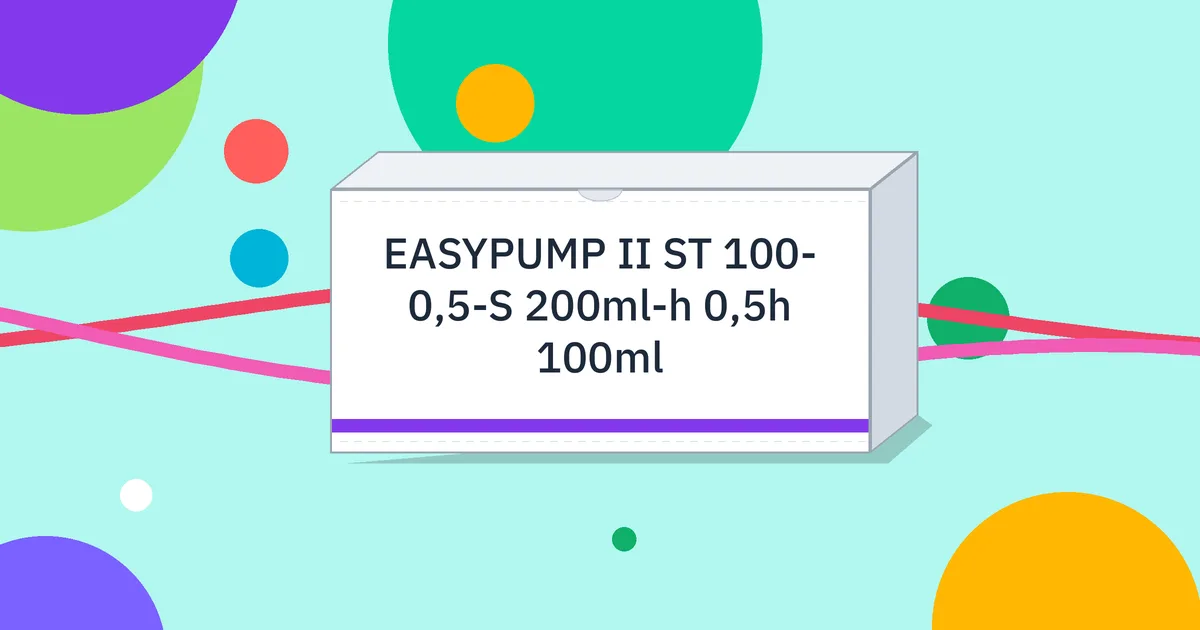 Symbolbild: Packung mit der Aufschrift EASYPUMP II ST 100-0,5-S 200ml-h 0,5h 100ml (PZN 20188394) – Verfügbarkeit und Bezug in Apotheken in Frankfurt am Main