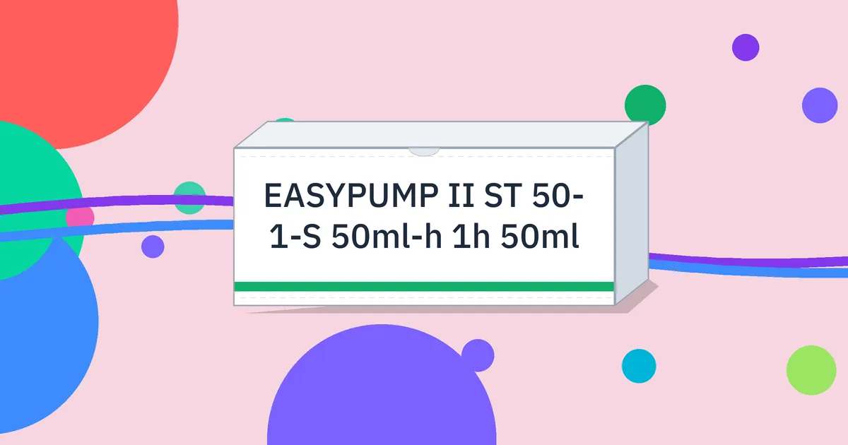 Symbolbild: Packung mit der Aufschrift EASYPUMP II ST 50-1-S 50ml-h 1h 50ml (PZN 09390971) – Verfügbarkeit und Bezug in Apotheken in Frankfurt am Main