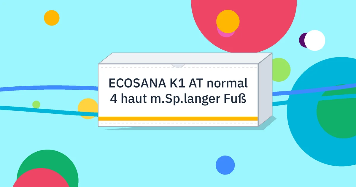 Symbolbild: Packung mit der Aufschrift ECOSANA K1 AT normal 4 haut m.Sp.langer Fuß (PZN 04731864) – Verfügbarkeit und Bezug in Apotheken in Frankfurt am Main