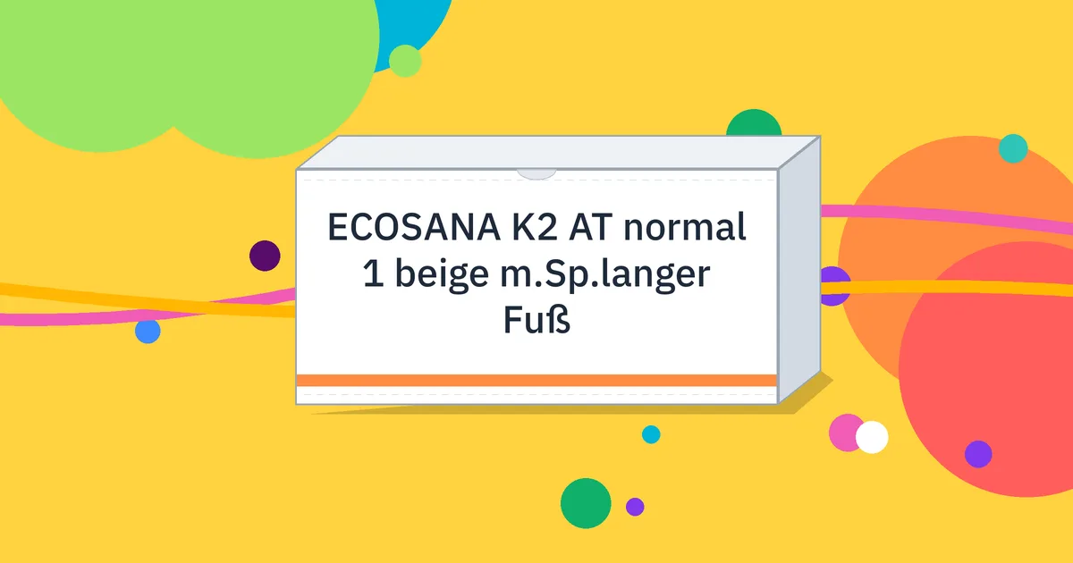 Symbolbild: Packung mit der Aufschrift ECOSANA K2 AT normal 1 beige m.Sp.langer Fuß (PZN 10956136) – Verfügbarkeit und Bezug in Apotheken in Frankfurt am Main