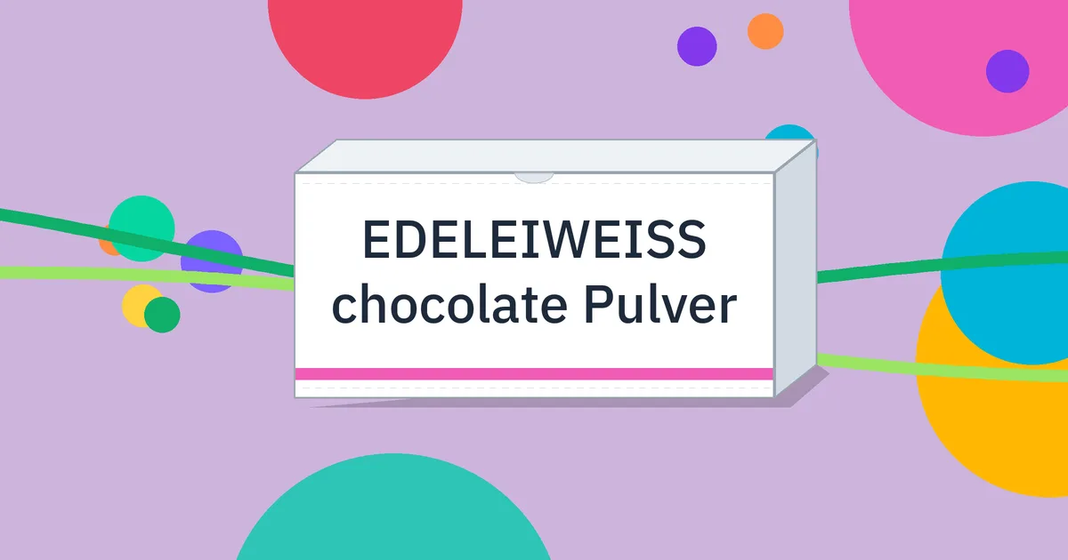 Symbolbild: Packung mit der Aufschrift EDELEIWEISS chocolate Pulver (PZN 20279808) – Verfügbarkeit und Bezug in Apotheken in Frankfurt am Main