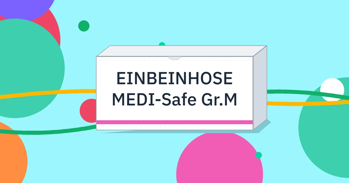 Symbolbild: Packung mit der Aufschrift EINBEINHOSE MEDI-Safe Gr.M (PZN 09061227) – Verfügbarkeit und Bezug in Apotheken in Frankfurt am Main