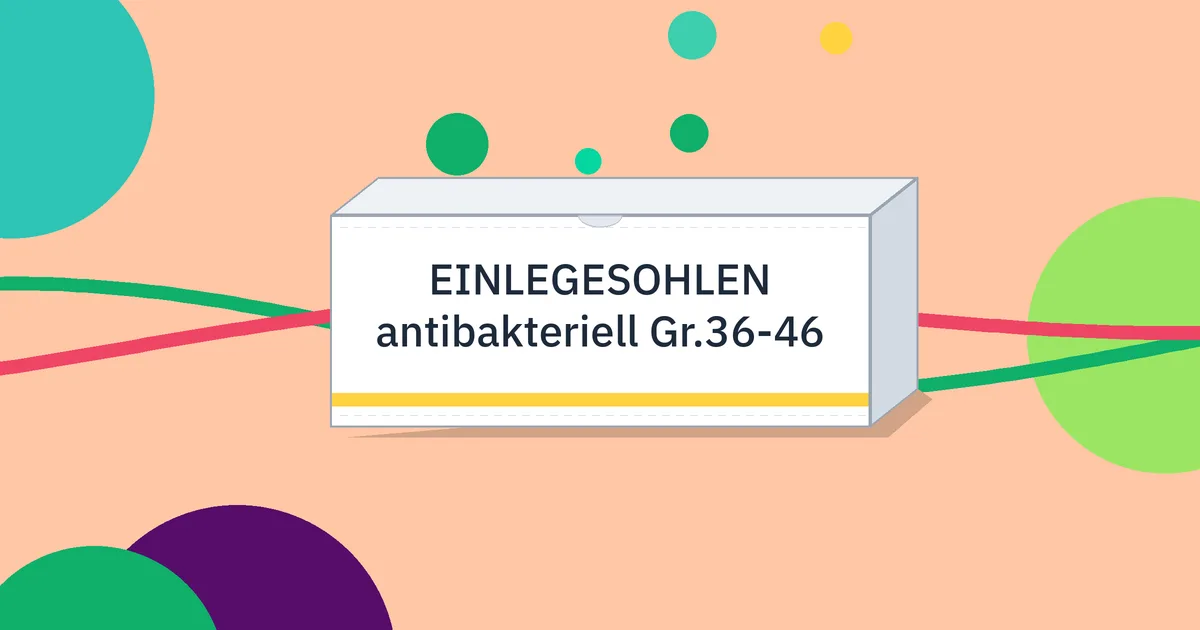 Symbolbild: Packung mit der Aufschrift EINLEGESOHLEN antibakteriell Gr.36-46 (PZN 11025397) – Verfügbarkeit und Bezug in Apotheken in Frankfurt am Main