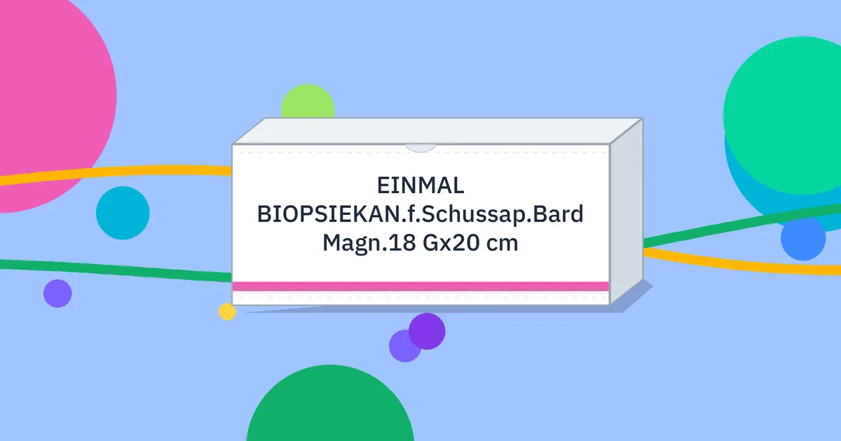 Symbolbild: Packung mit der Aufschrift EINMAL BIOPSIEKAN.f.Schussap.Bard Magn.18 Gx20 cm (PZN 00283676) – Verfügbarkeit und Bezug in Apotheken in Frankfurt am Main
