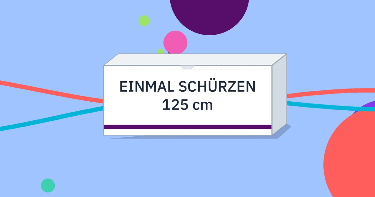 Symbolbild: Packung mit der Aufschrift EINMAL SCHÜRZEN 125 cm (PZN 07521765) – Verfügbarkeit und Bezug in Apotheken in Frankfurt am Main